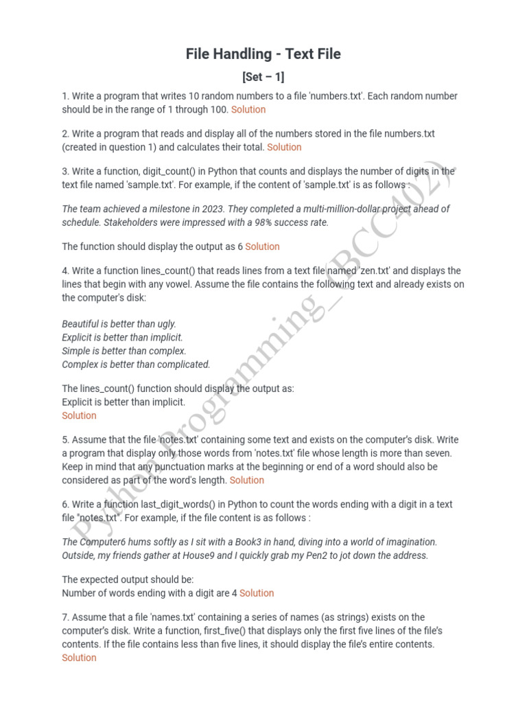 Assignments 4 FILE in Python Programming BCC402 | PDF | Computer File ... Assignments 4 FILE in Python Programming BCC402 | PDF | Computer File ...