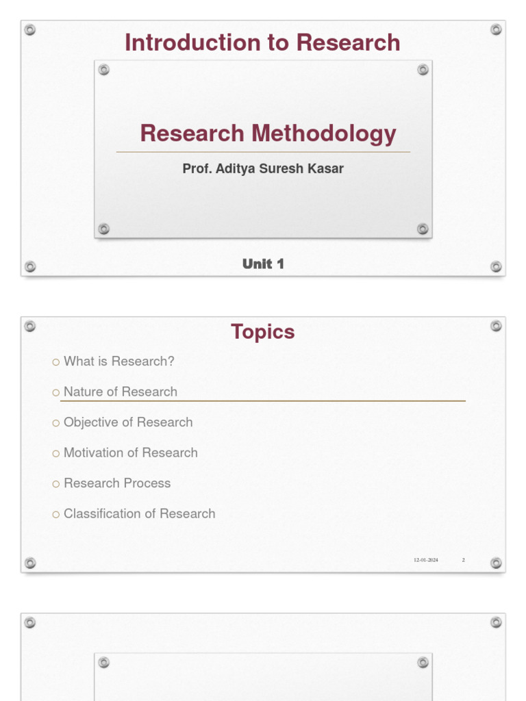 L-01 Introduction To RM | PDF | Quantitative Research | Inference