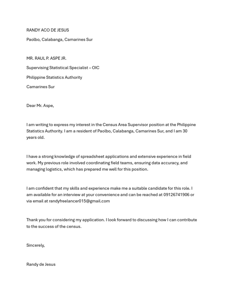 Application Letter | PDF