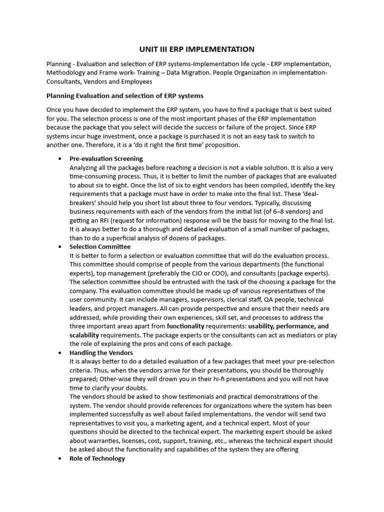 Unit 3 | PDF | Enterprise Resource Planning | Business Process