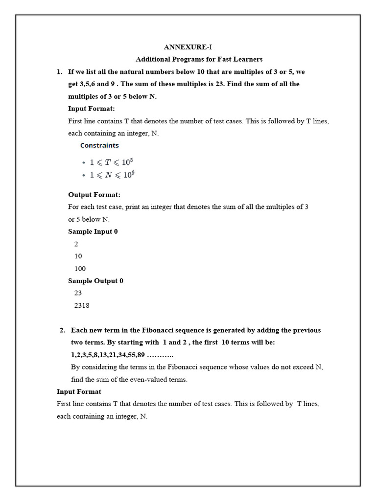 Extra Programs | PDF | Numbers | Sequence Extra Programs | PDF | Numbers | Sequence