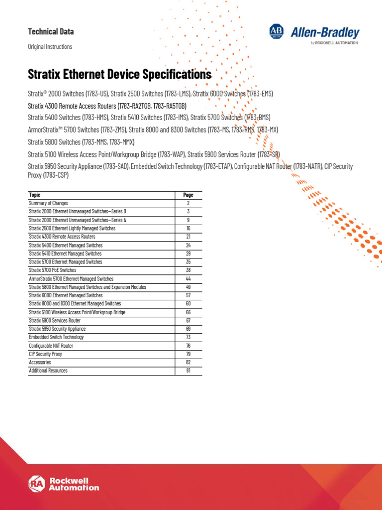 Stratix Ethernet Device Specifications: Technical Data | PDF | Network ...