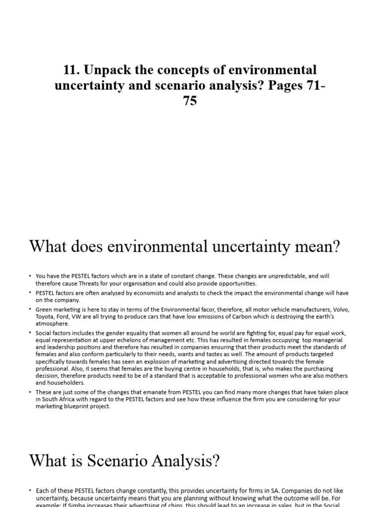 Environmental Uncertainty & Scenario Analysis | PDF | Taxes | Scenario ...