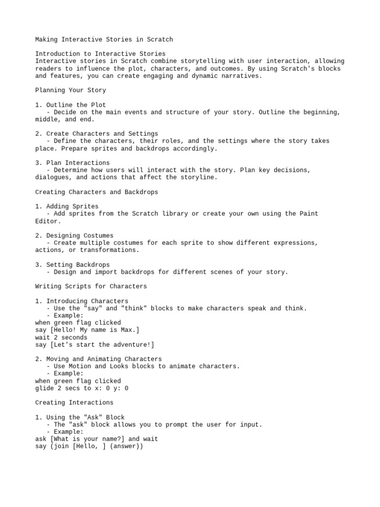 Create Interactive Stories in Scratch | PDF | Art