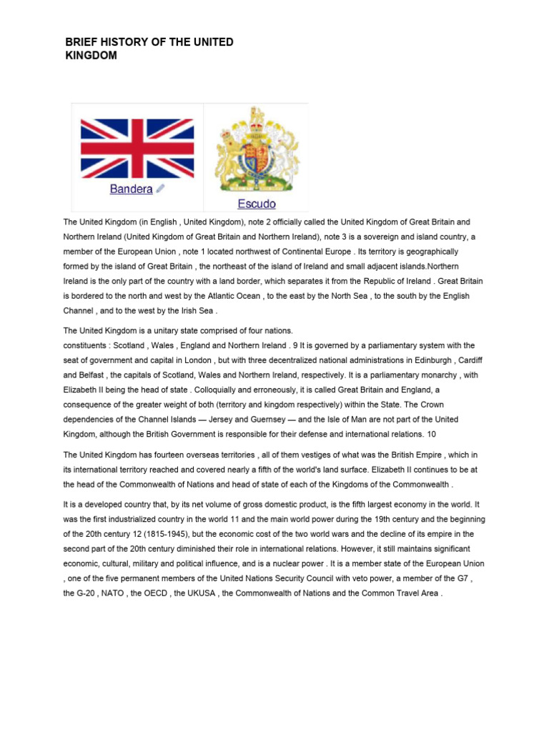 Brief History of The United Kingdom | PDF | United Kingdom | Kingdom Of ...
