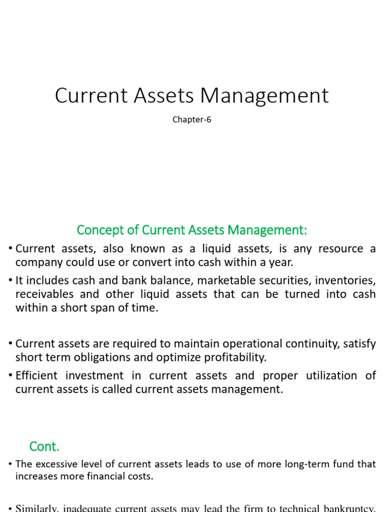 Current Assets Management | PDF | Inventory | Cash