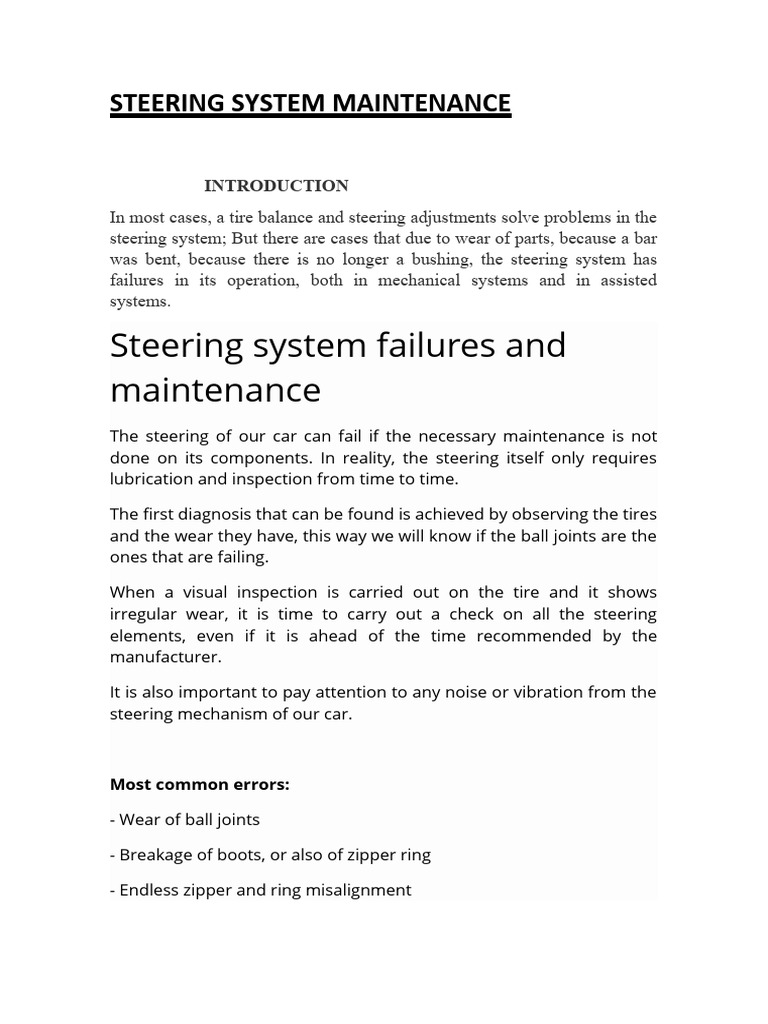 Steering System Maintenance | PDF | Steering | Pump