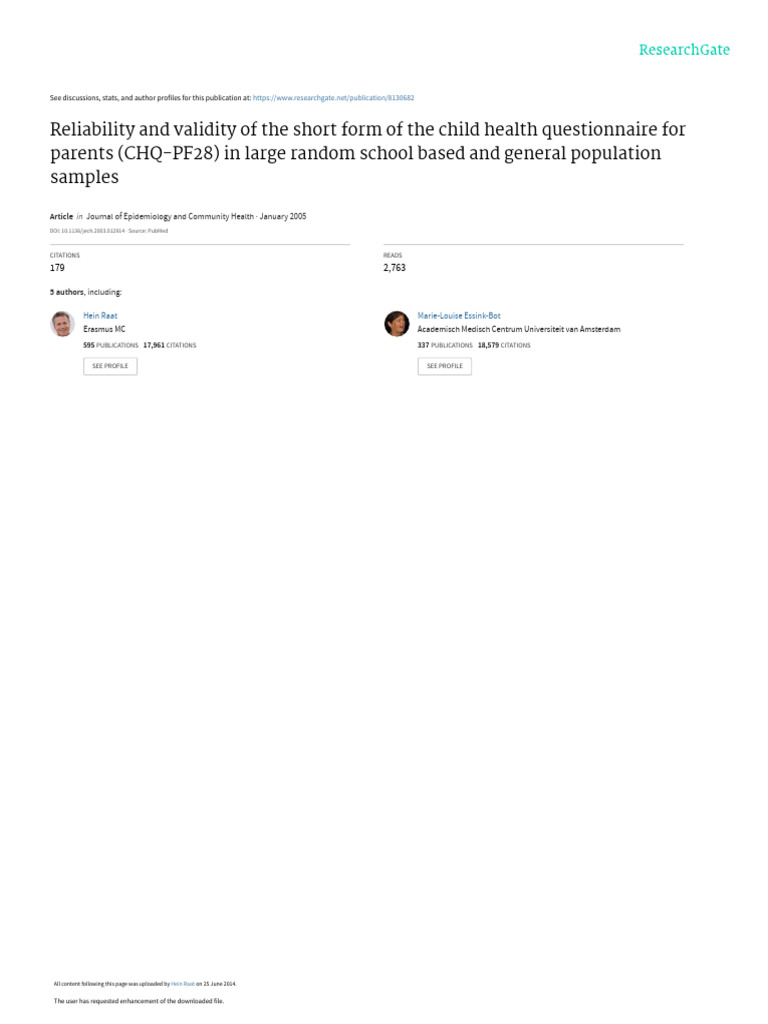 Child Health Questionnaire Paper Good | PDF | Effect Size | Statistical ...