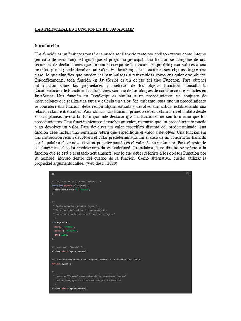 Ensayo de Las Principales Funciones de Javascrip | PDF | Lenguaje de programación | Script Java