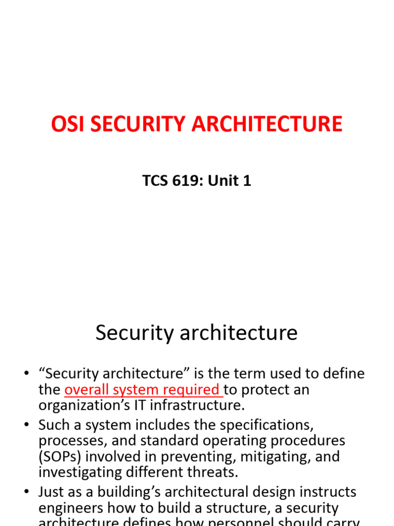 Osi Security Architecture TCS 619 | PDF | Information Security | Encryption