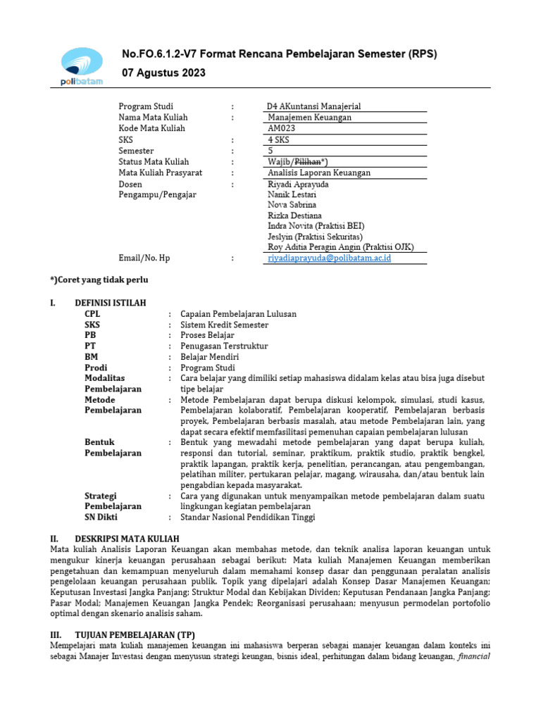 RPS MK 2024 Genap | PDF