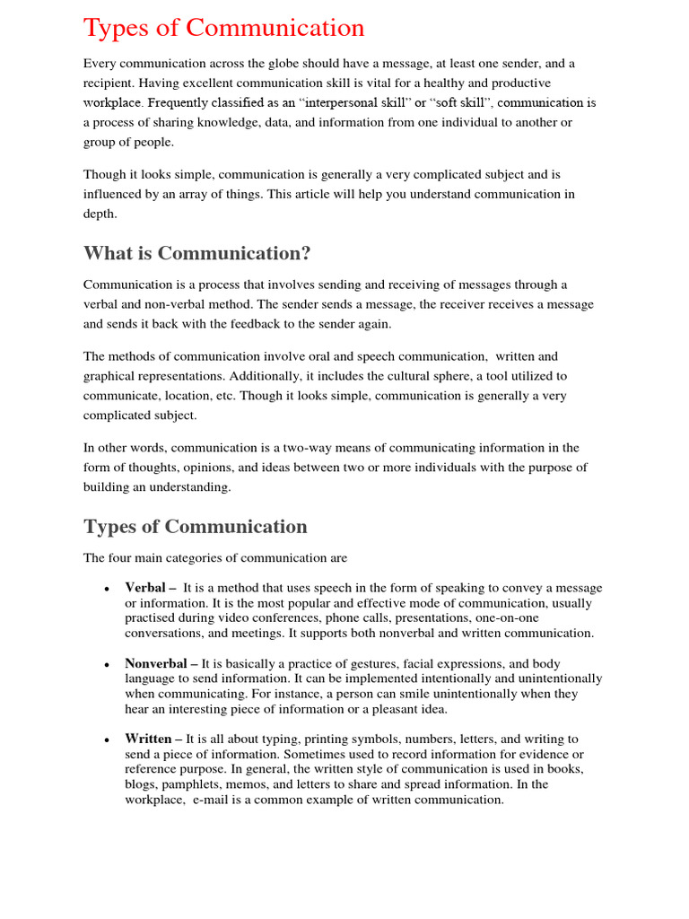 Types of Communication | PDF | Communication | Nonverbal Communication