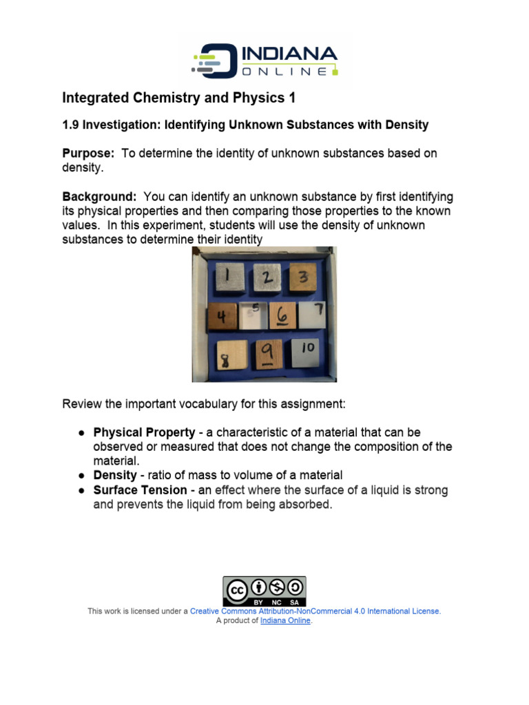 Identifying Unknown Substances by Density | PDF | Density | Volume