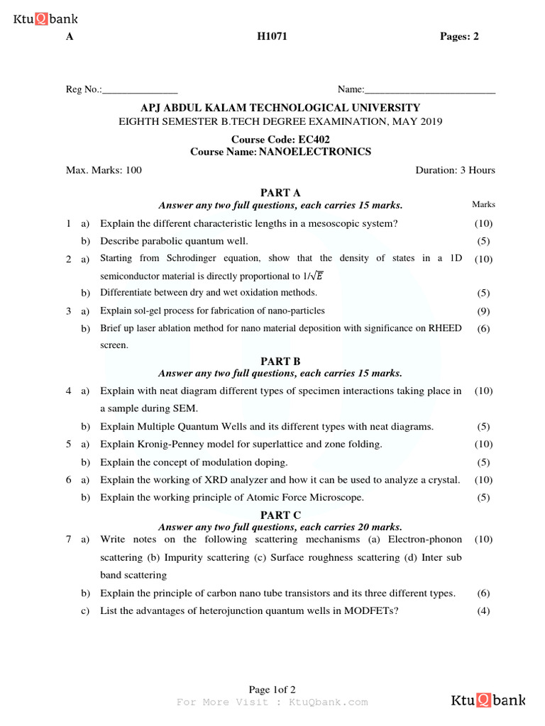 2019 May EC402-A - Ktu Qbank | PDF | Scattering | Electron