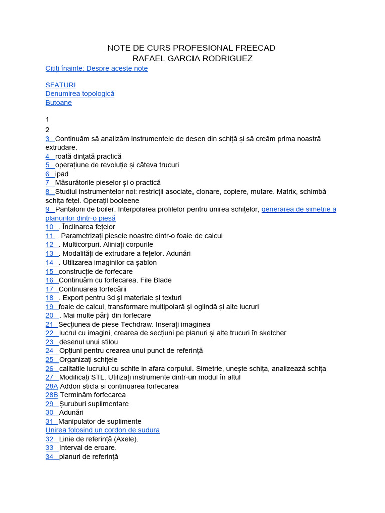 Note de La Cursul Profesional Freecad de Rafael García Rodriguez | PDF