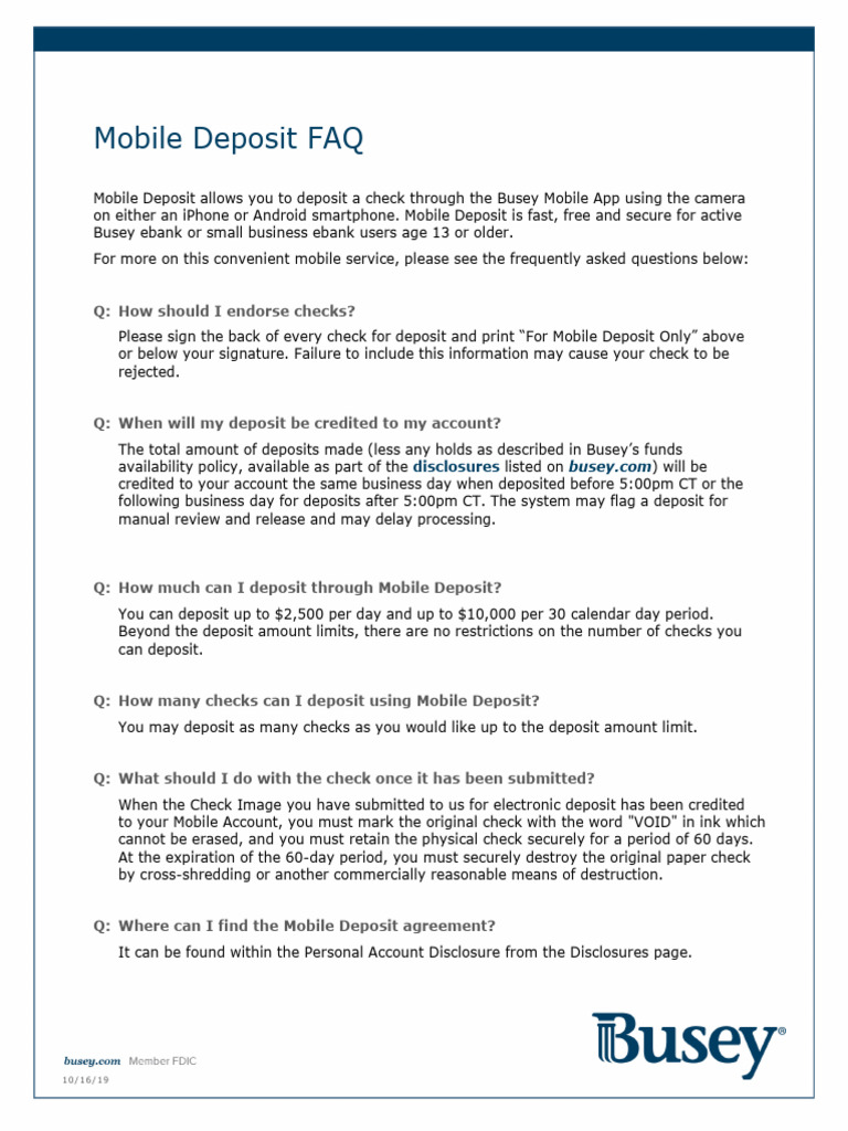 Mobile Deposit Faqs | PDF | Cheque