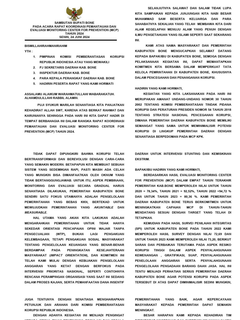 Sambutan MCP KPK | PDF