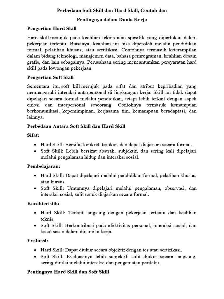 Perbedaan Soft Skill Dan Hard Skill | PDF
