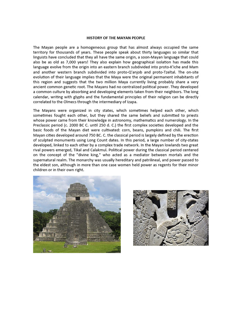 Overview of Mayan History and Culture | PDF | Maya Civilization ...