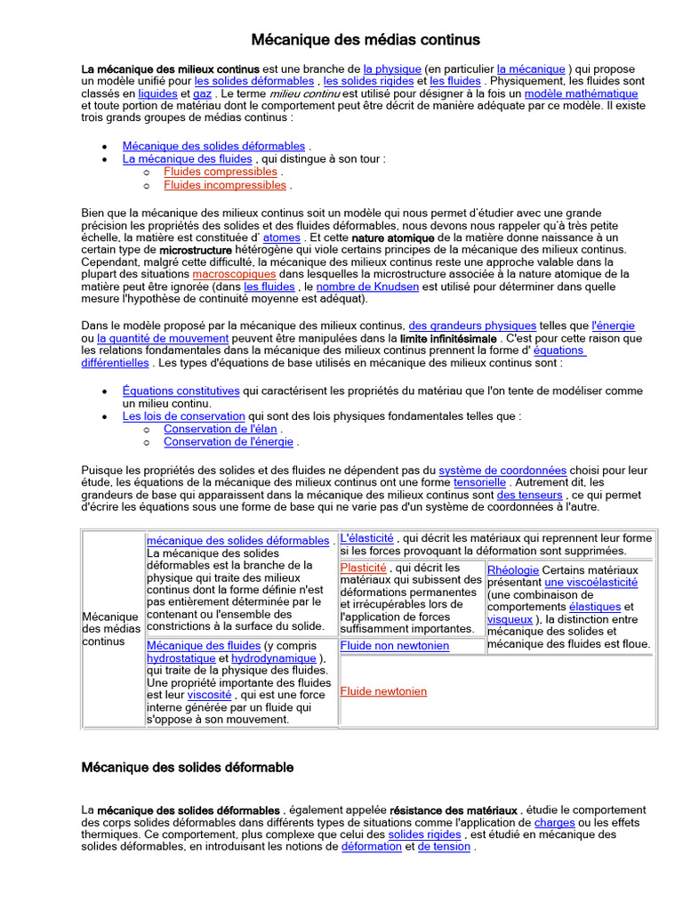 Introduction à la mécanique des milieux continus | PDF | Obliger | Élan