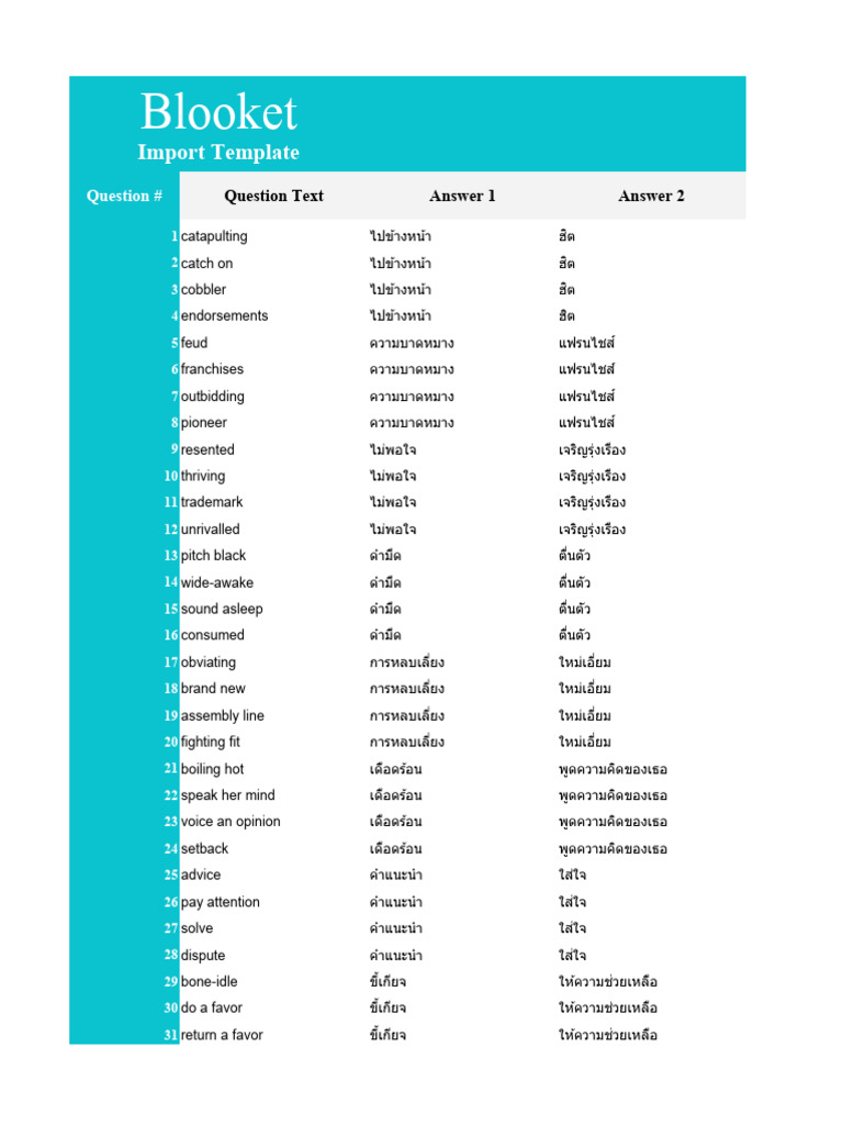Blooket Spreadsheet Import Template-CRBqcEp3 | PDF