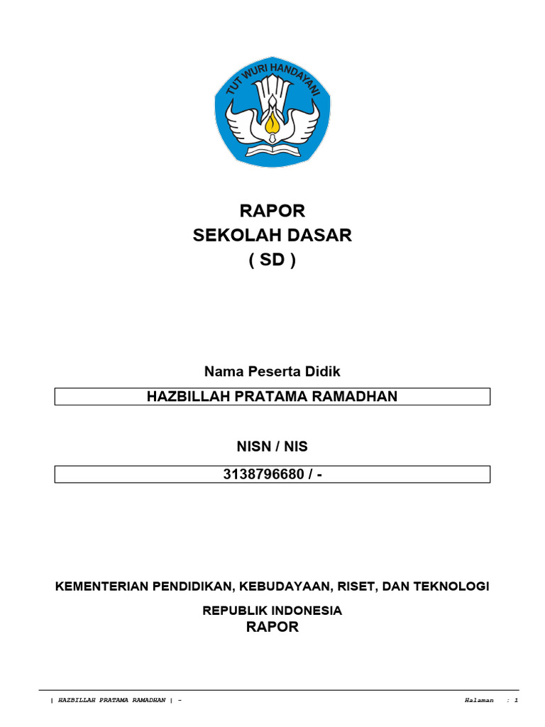 Rapor SD Hazbillah Pratama | PDF
