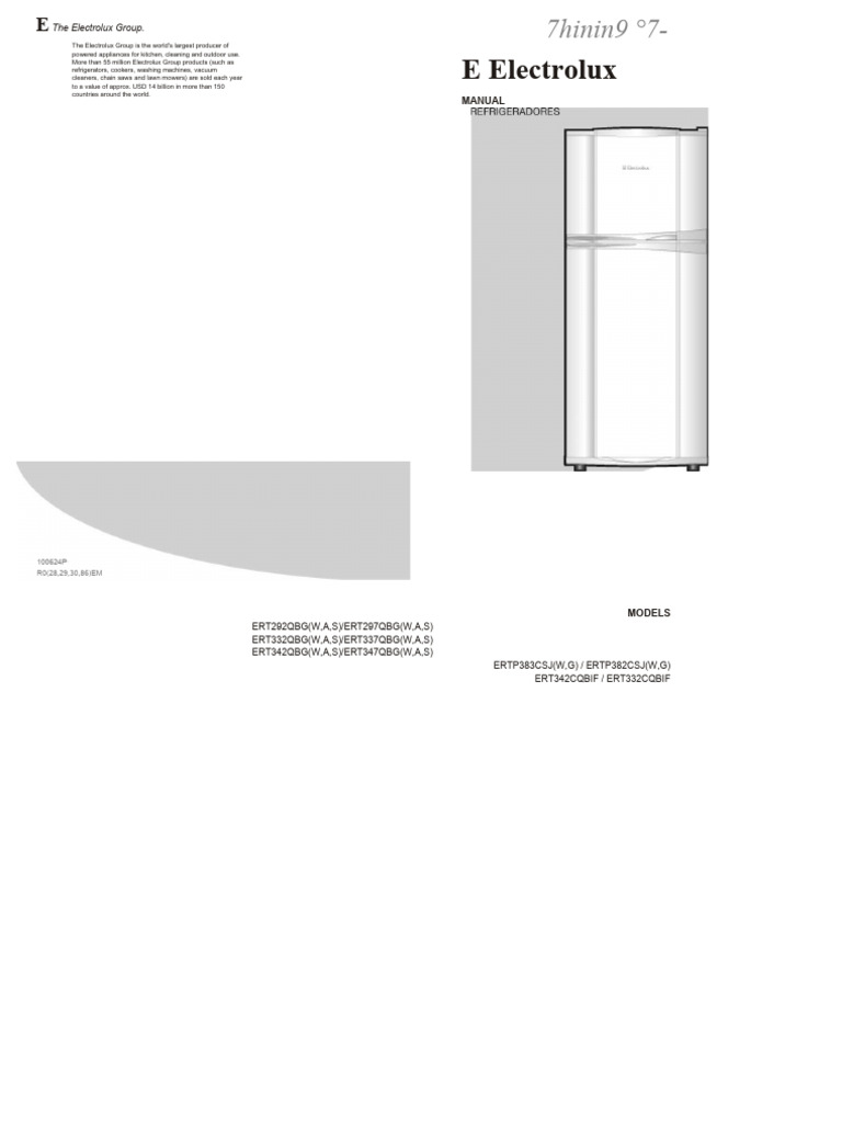 Electrolux Refrigerator User Manual | PDF | Refrigerator