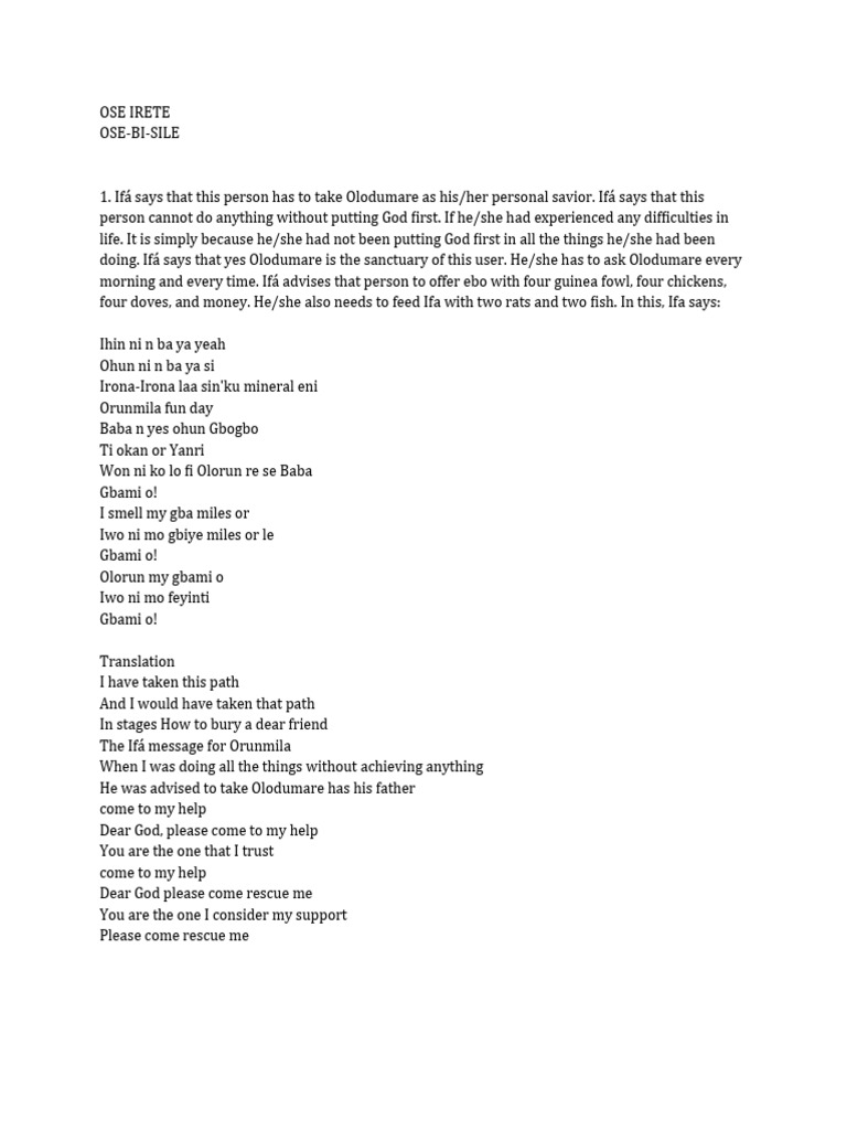 15 Ose Irete English | PDF | Cooking, Food & Wine | Language Arts ...