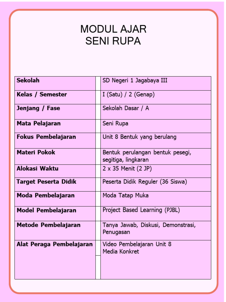 modul ajar seni rupa kelas 2 smes 1 (1) | PDF