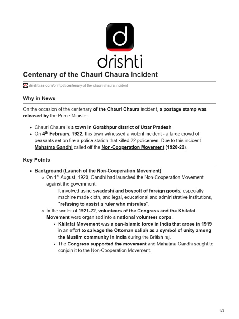 162653600t6 Centenary of The Chauri Chaura Incident | PDF | Mahatma ...
