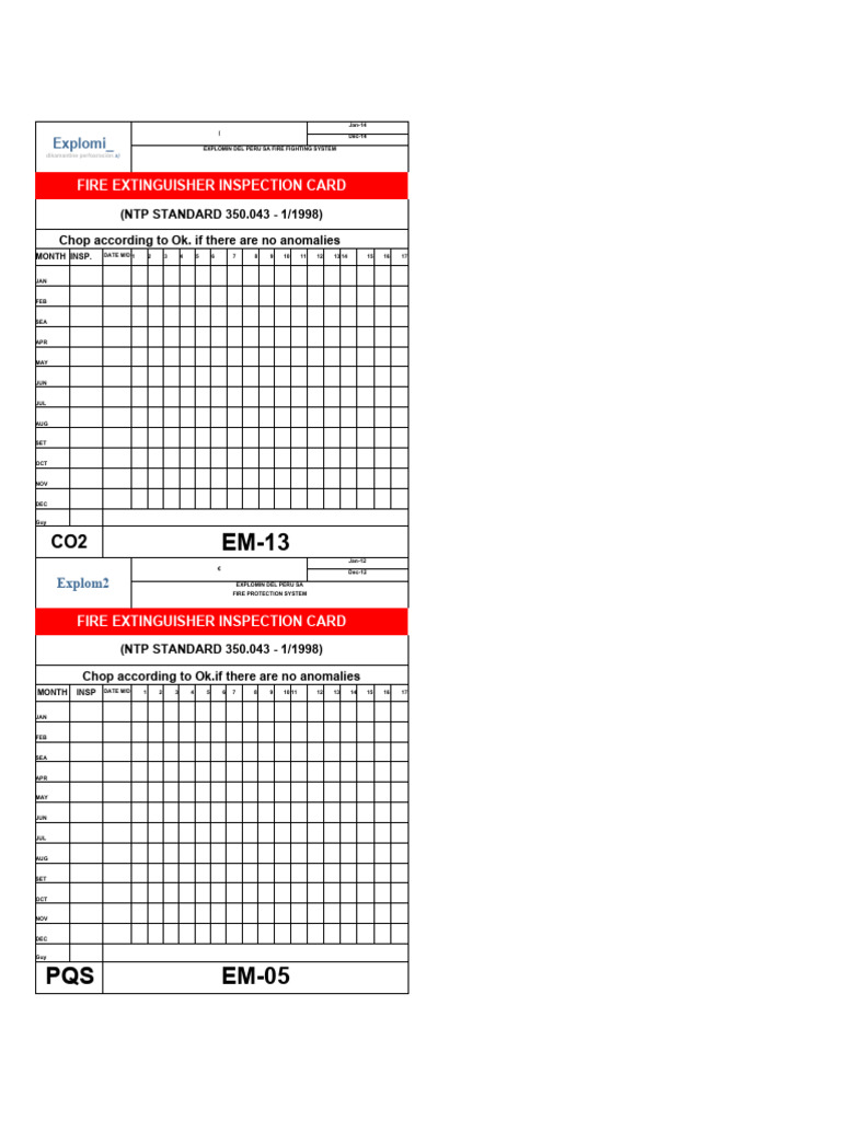 Fire Extinguisher Inspection Card - Ok | PDF | Fires | Hazards