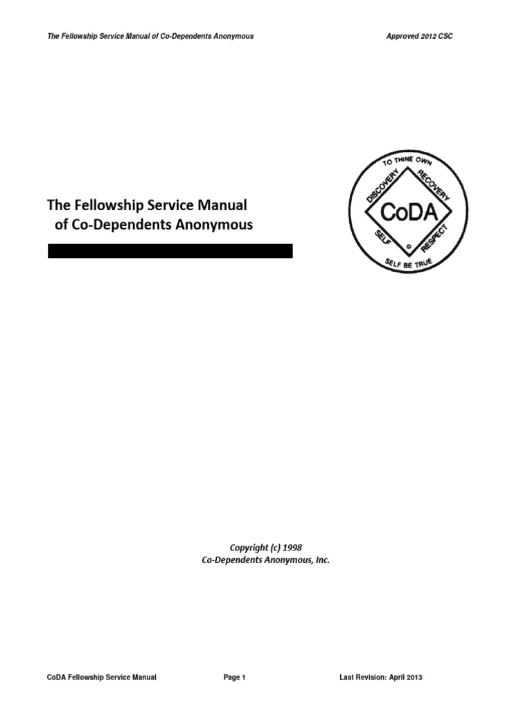 CODA Fellowship - Service - Manual | PDF | Alcoholics Anonymous ...
