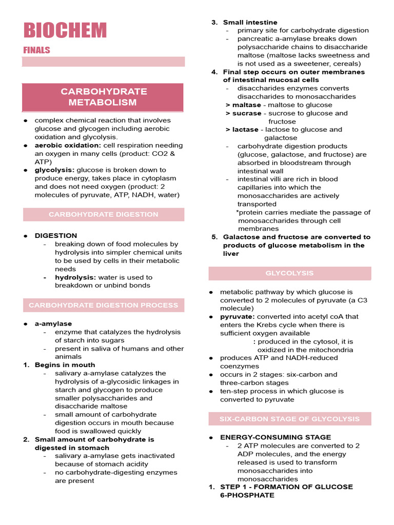 Biochem Reviewer (Finals) | PDF | Glycolysis | Adenosine Triphosphate