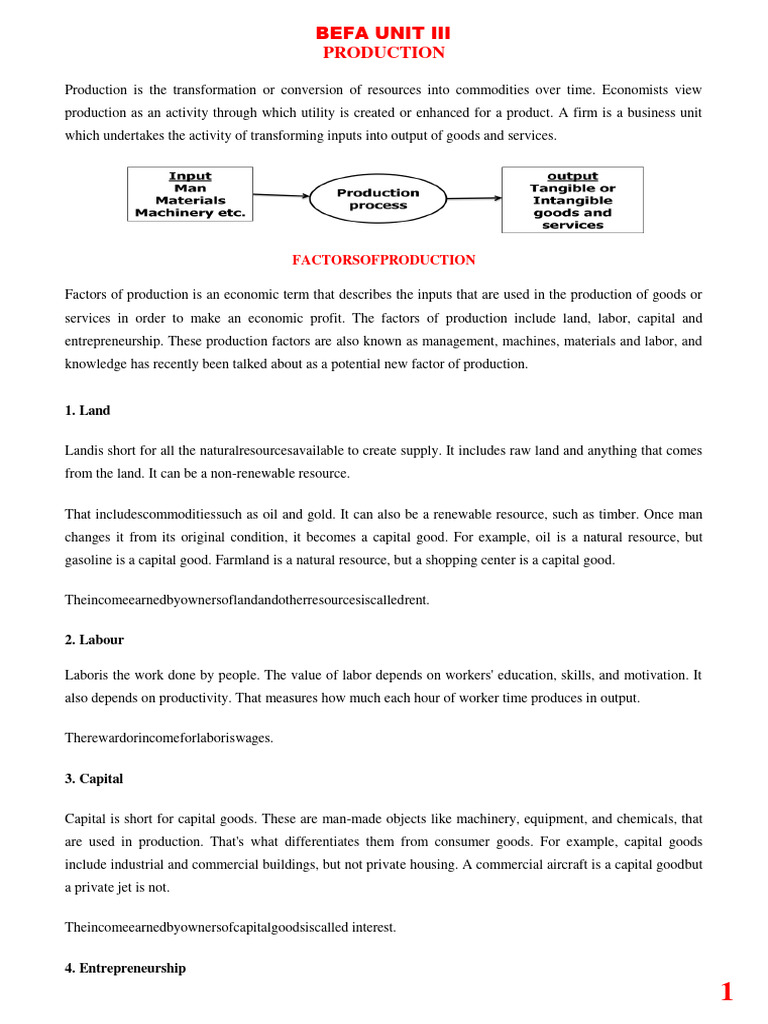 Unit-3 Befa | PDF | Factors Of Production | Production Function
