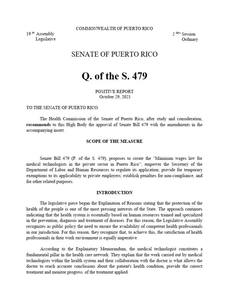 PS 479 Positive Senate Report | PDF | Salary | Medical Laboratory