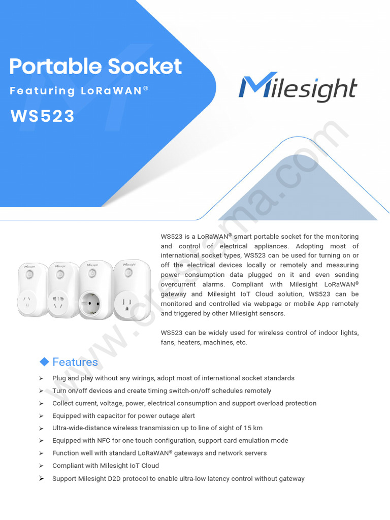 WS523 Portable Socket Datasheet | PDF | Ac Power Plugs And Sockets ...
