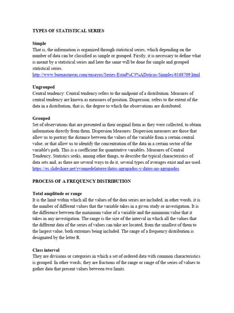 Types of Statistical Series | PDF | Mean | Statistics Types of Statistical Series | PDF | Mean | Statistics