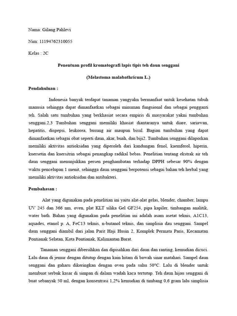 Kromotografi Lapis Tipis - Gilang Pahlevi | PDF | Sains & Matematika