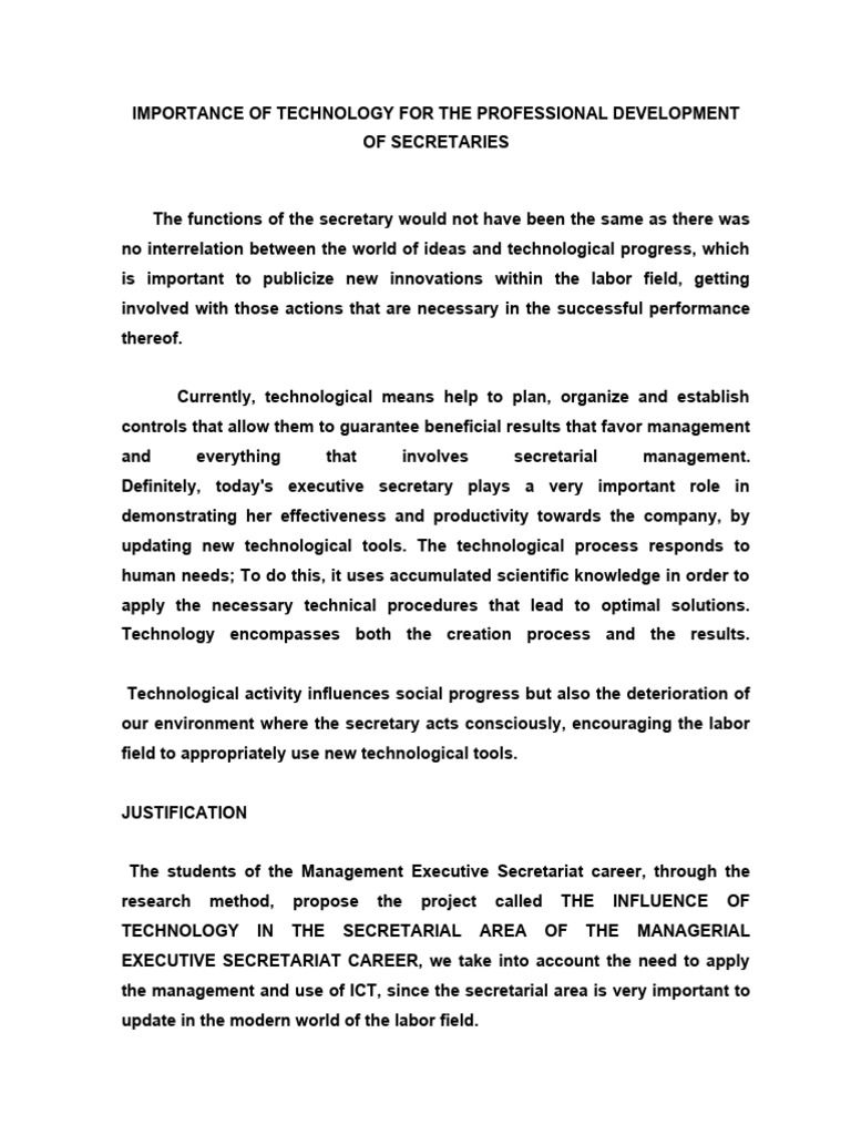 Technology's Role in Secretary Development | PDF | Information ...