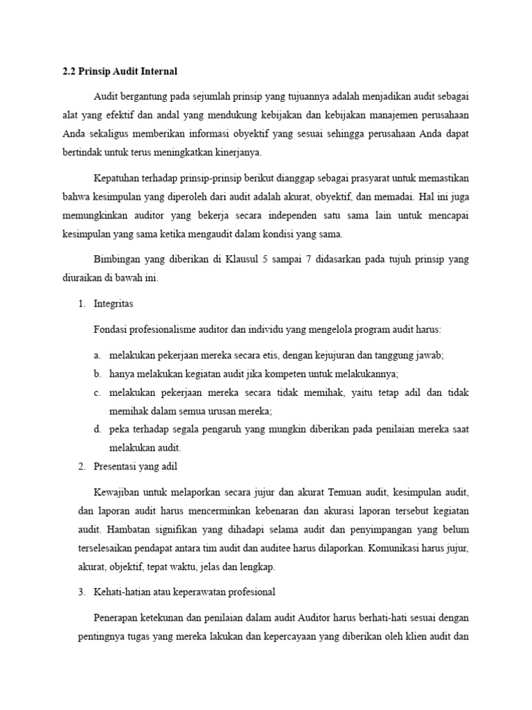 2.2-2.3 Prinsip., Tujuan, Dan Manfaat Audit Internal ISO | PDF