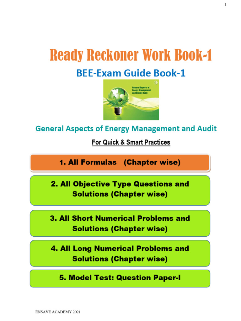 Ready Reckoner Work Book-1: BEE-Exam Guide Book-1 | PDF | Net Present Value | Humidity
