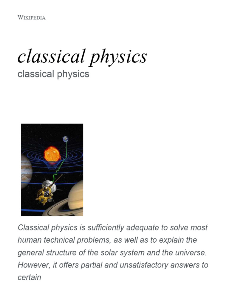 Classical Physics - Wikipedia, The Free Encyclopedia | PDF | Quantum ...