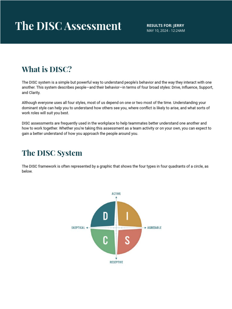 DISC Report | PDF | Leadership | Risk