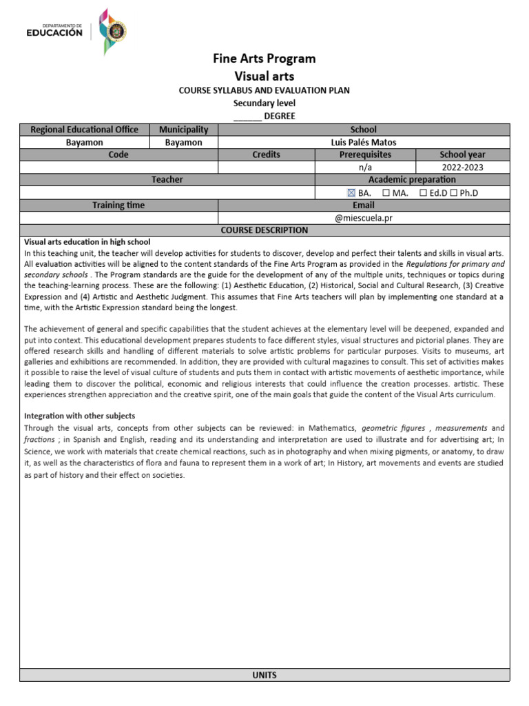 Handbook - Visual Arts - Secondary Level 2022 | PDF | Composition ...