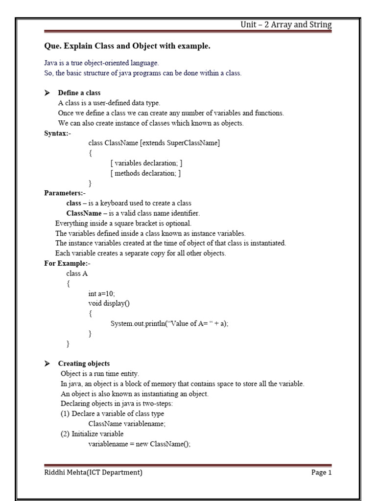 Unit-2 String | PDF | Programming | Constructor (Object Oriented Programming)