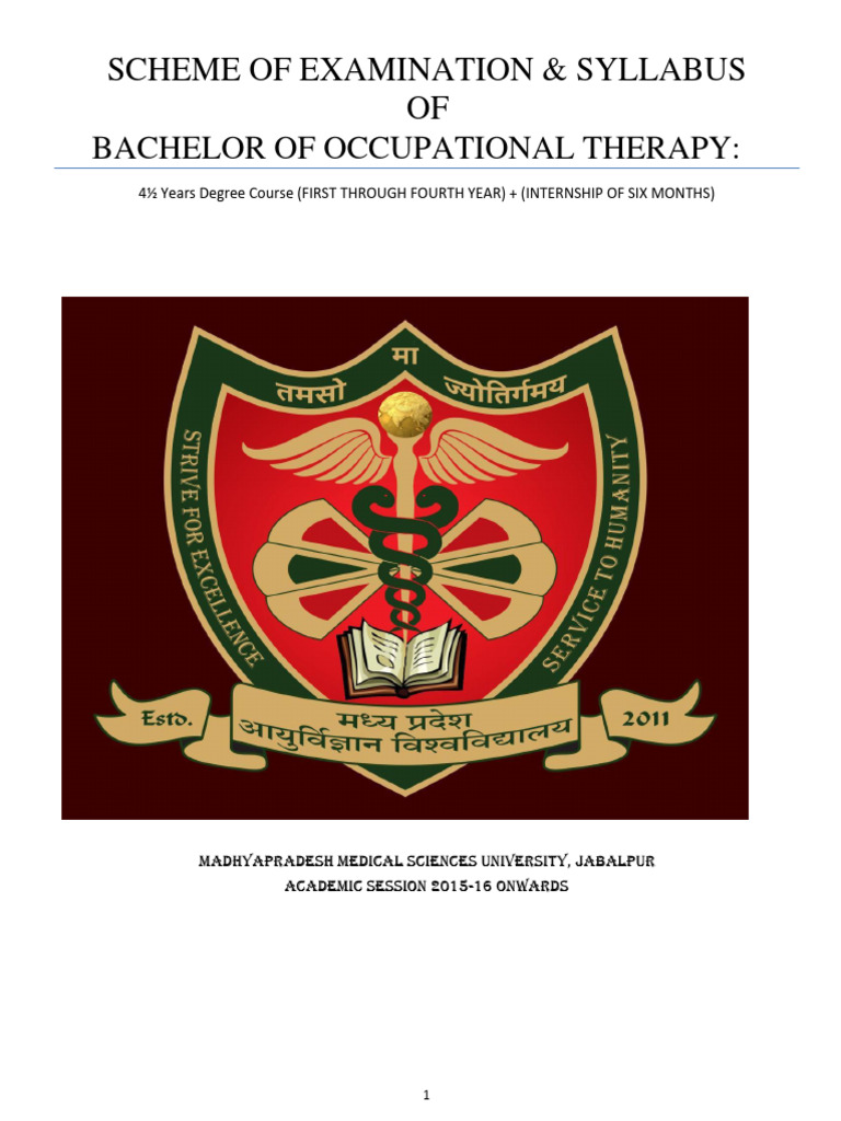 Bachelor of Occupational Therapy Syllabus | PDF | Metabolism | Motor Neuron