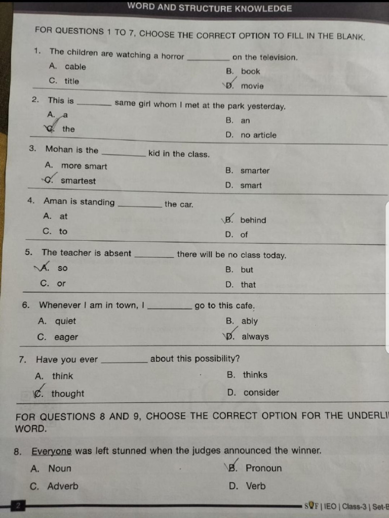 Class 3 IEO Set B 2022-23 | PDF