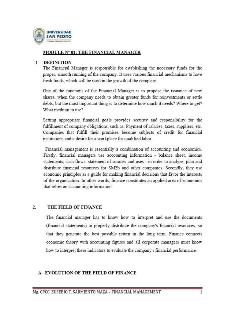 Financial Manager Role and Responsibilities | PDF | Partnership | Expense