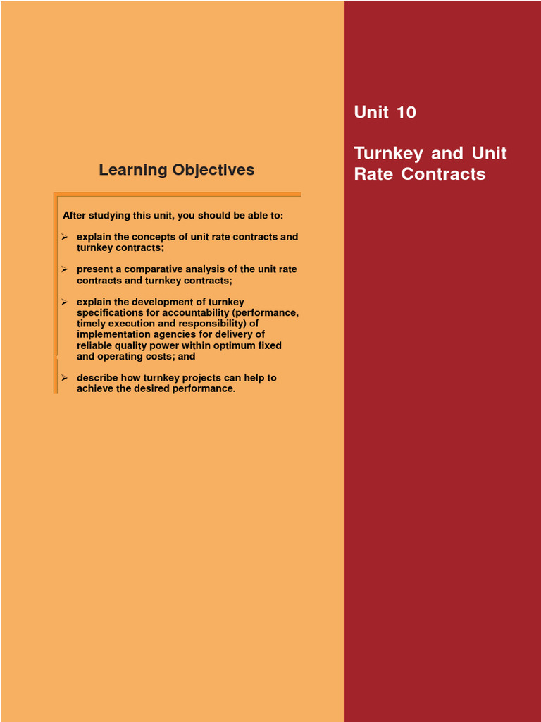 Turnkey and Unit Rate Contracts | PDF | Employment | Specification ...