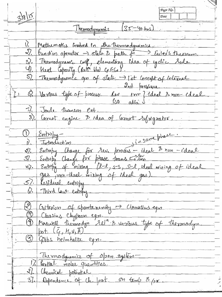 Hand Note Thermodynamics | PDF